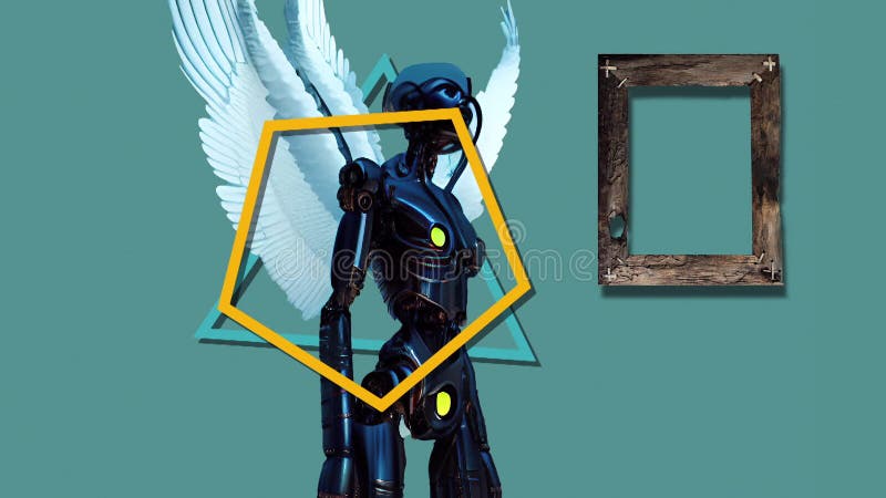Angel Robot with Wings stock video. Video of imagination - 336037079