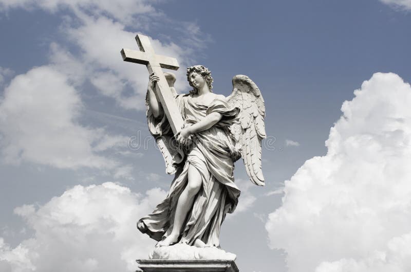 Angel in Rome stock photo. Image of cross, castel, rome - 31507058