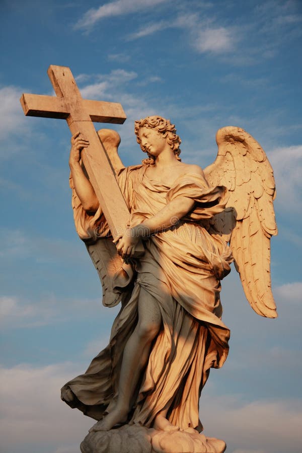 Angel in Rome stock image. Image of cross, historic, believer - 76704021