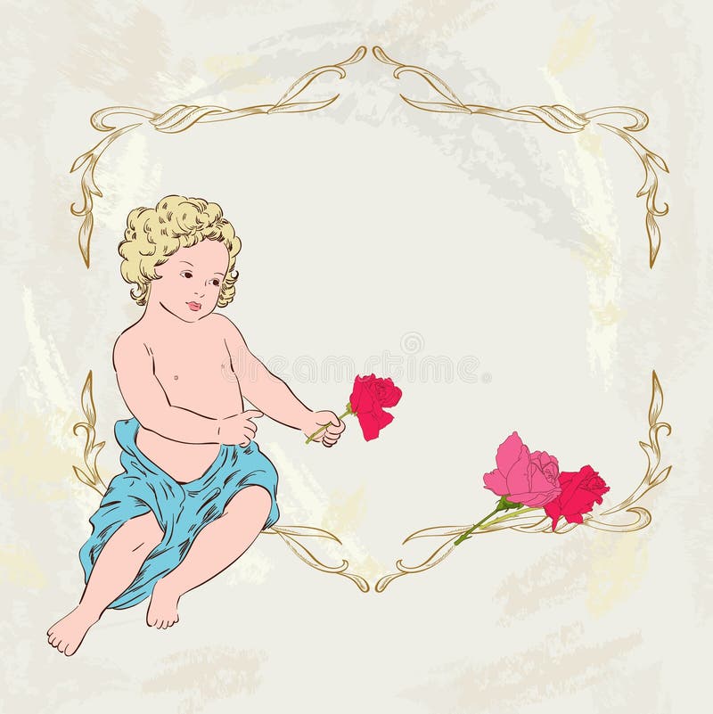 Angel and roses stock vector. Illustration of love, floral - 40805203