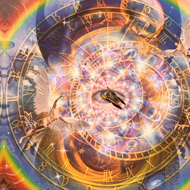 Angel`s Time and Butterfly stock illustration. Illustration of esoteric ...