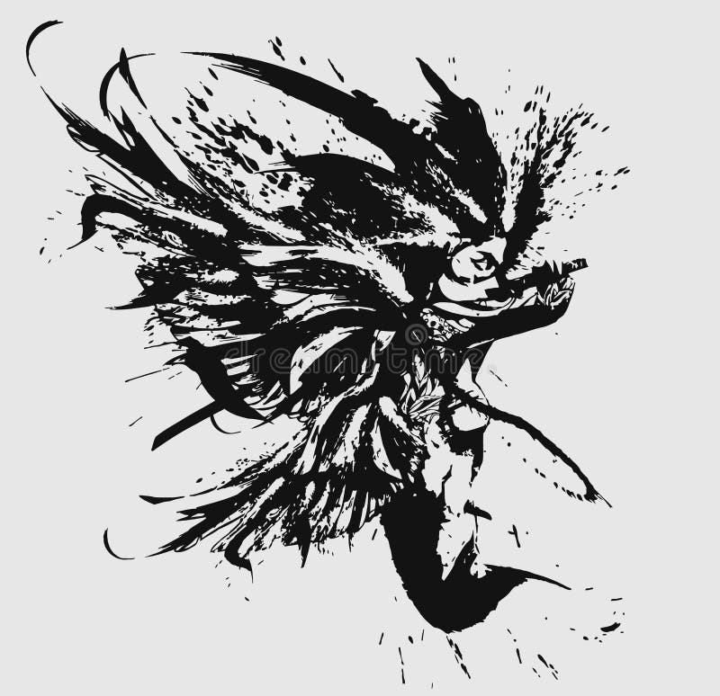 Angel Samurai in Deadly Jump Stock Illustration - Illustration of ...