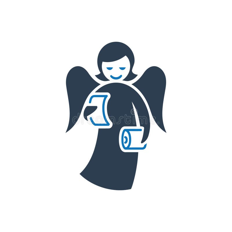 Angel with Scroll Icon stock illustration. Illustration of sign - 373775280