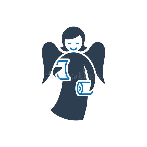 Angel with Scroll Icon stock illustration. Illustration of sign - 373775280