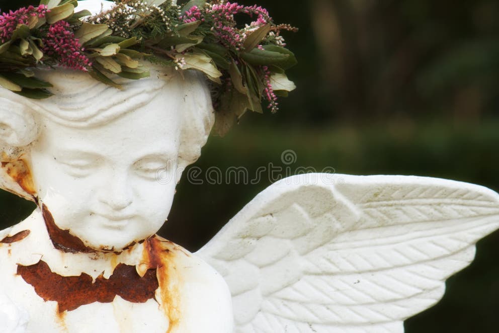 Angel sculpture stock image. Image of forlorn, script - 11202159