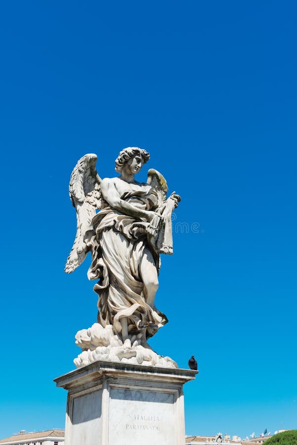 Angel Sculpture from St Angelo Bridge in Rome Stock Image - Image of ...