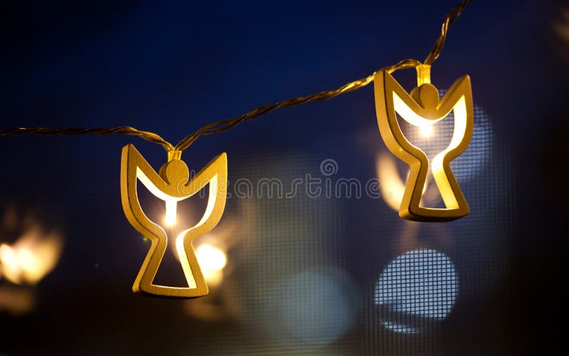 Angel Shaped Christmas Lights Stock Image - Image of design, garland ...