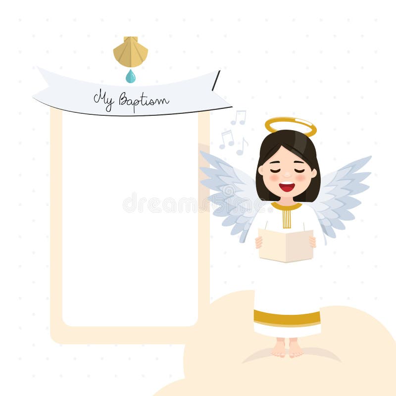Angel Singing. Baptism Invitation with Message and White Background ...