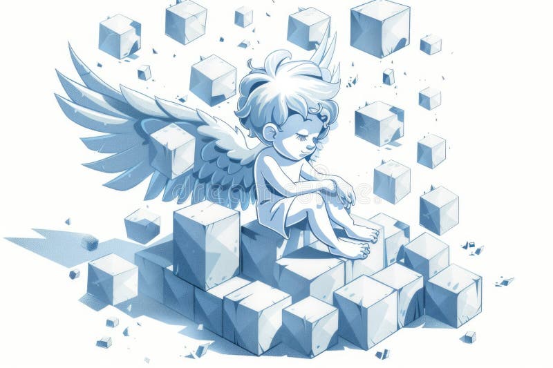 An Angel Sitting on a Pile of Cubes, Suitable for Various Projects ...