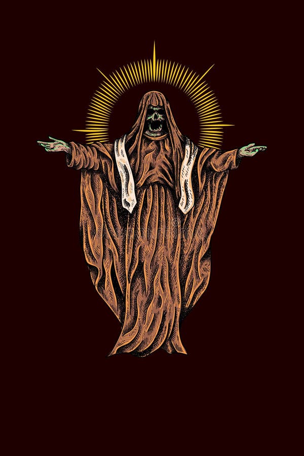 Angel Skull with Cloak Vector Illustration Stock Vector - Illustration ...