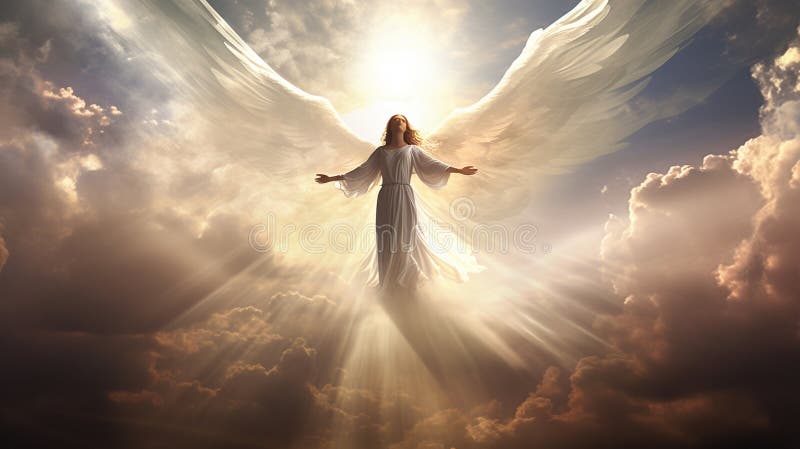 Angel in the Sky in the Clouds. Generative AI, Stock Illustration ...