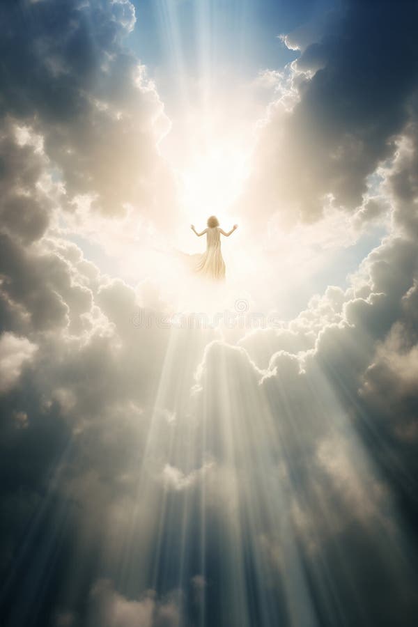Angel in the Sky in the Clouds. Generative AI, Stock Image - Image of ...