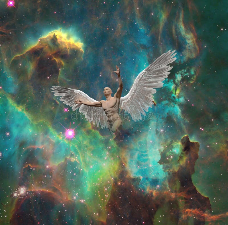 Angel in space stock illustration. Illustration of nebulae - 189594088