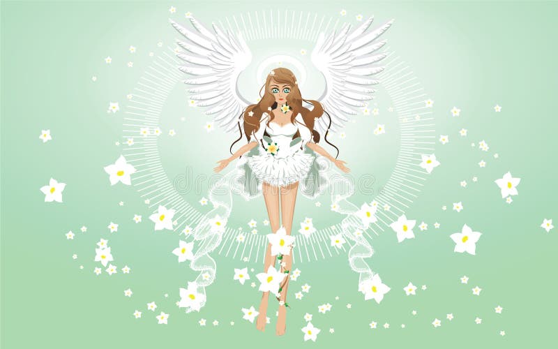 Angel of Spring wallpaper stock illustration. Illustration of wallpaper ...