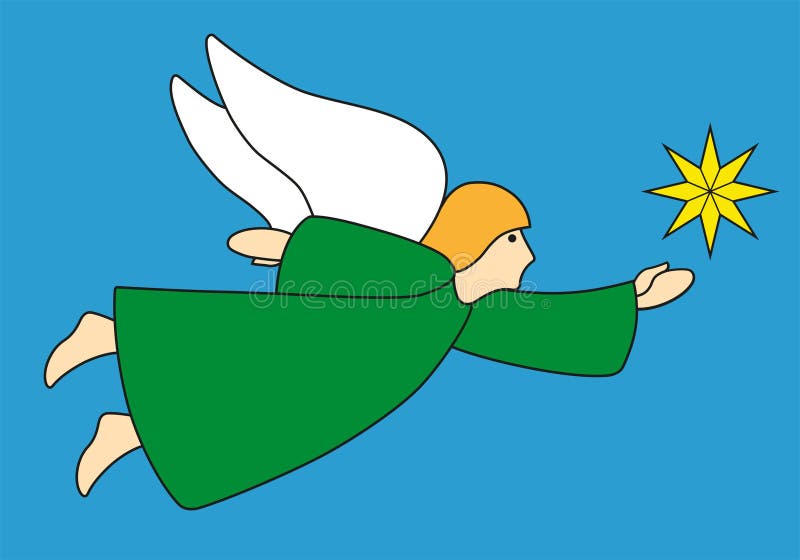 Angel in Flight with Heart. Stock Vector - Illustration of green ...