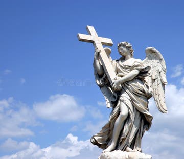 Angel statue with cross stock photo. Image of famous - 18332682