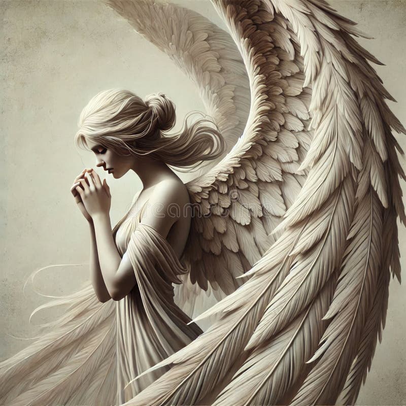 Angel Statue Design Holding Hands Stock Illustration - Illustration of ...