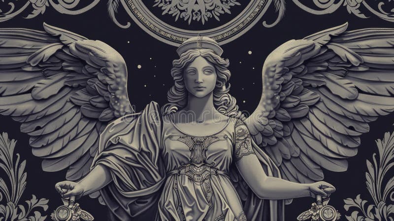 Angel Statue Holding a Clock, Suitable for Time Management Concepts ...