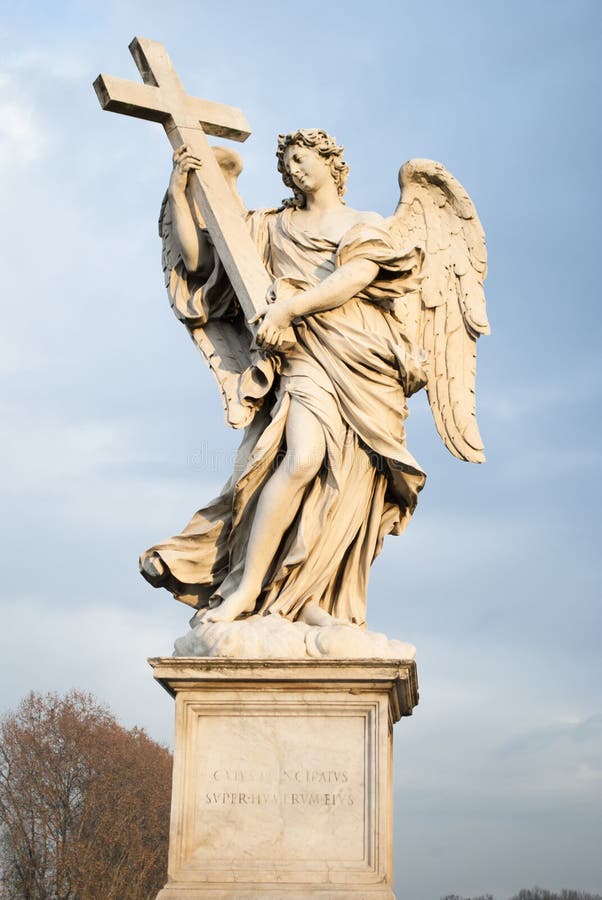 Angel Statue on Ponte Del Angelo, Rome Stock Image - Image of ancient ...