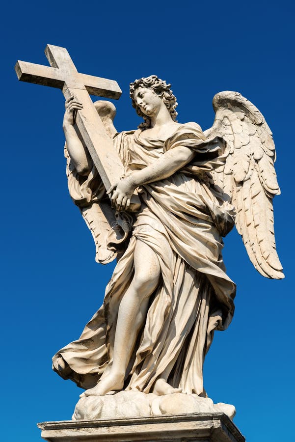 Statue of Angel on Sant Angelo Bridge in Rome Stock Image - Image of ...