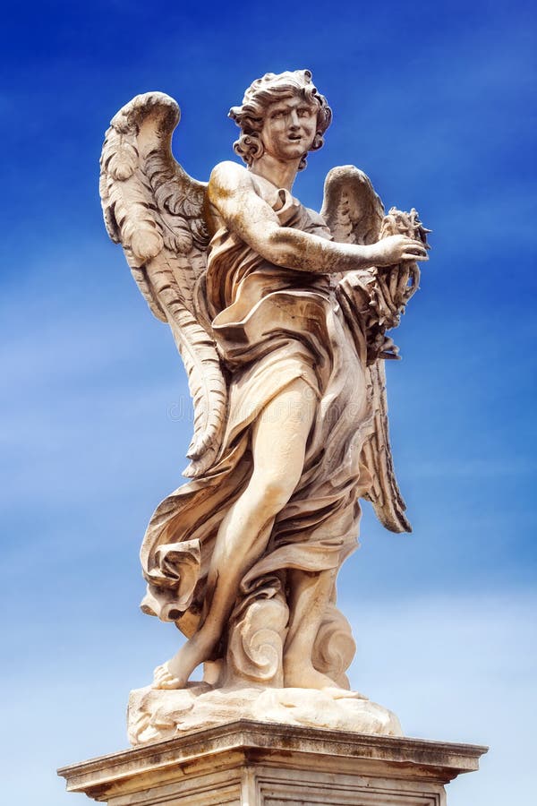 Angel Statue on the Ponte Sant`Angelo in Rome Stock Photo - Image of ...