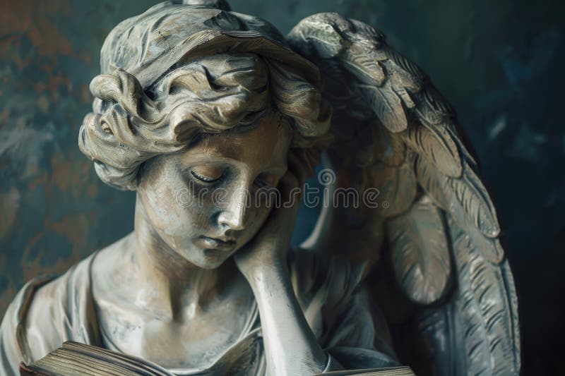 Angel Statue Reading a Book, Suitable for Educational Projects Stock ...