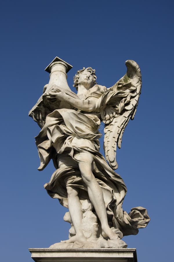 Statue of Angel on Sant Angelo Bridge in Rome Stock Image - Image of ...