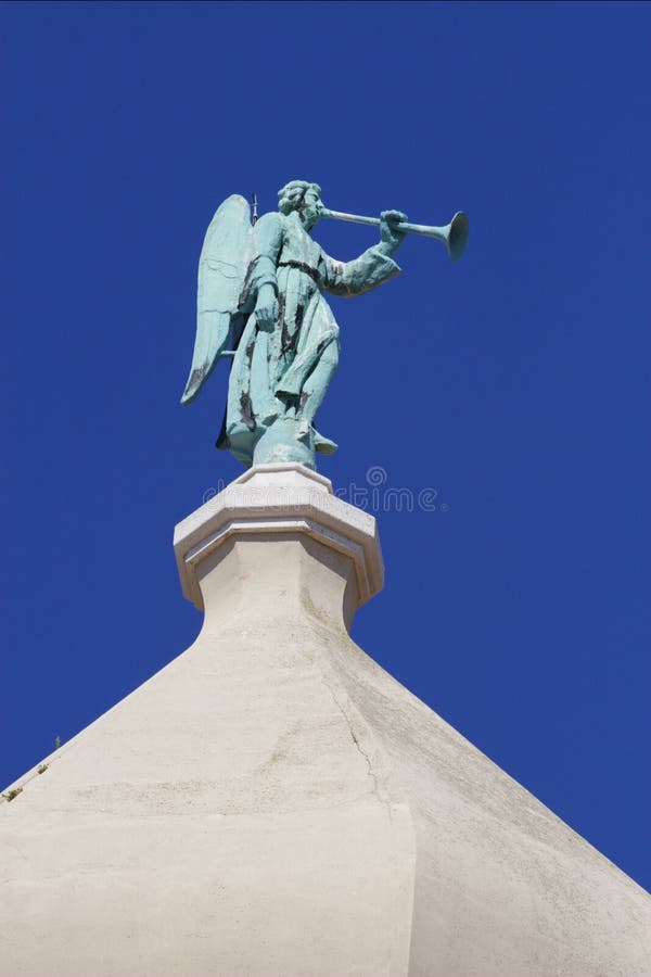 Angel Statue on Top of a Dome Stock Photo - Image of angel, christian ...
