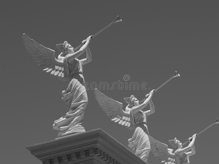 Angel Statues Blowing Trumpets Editorial Image - Image of palace ...