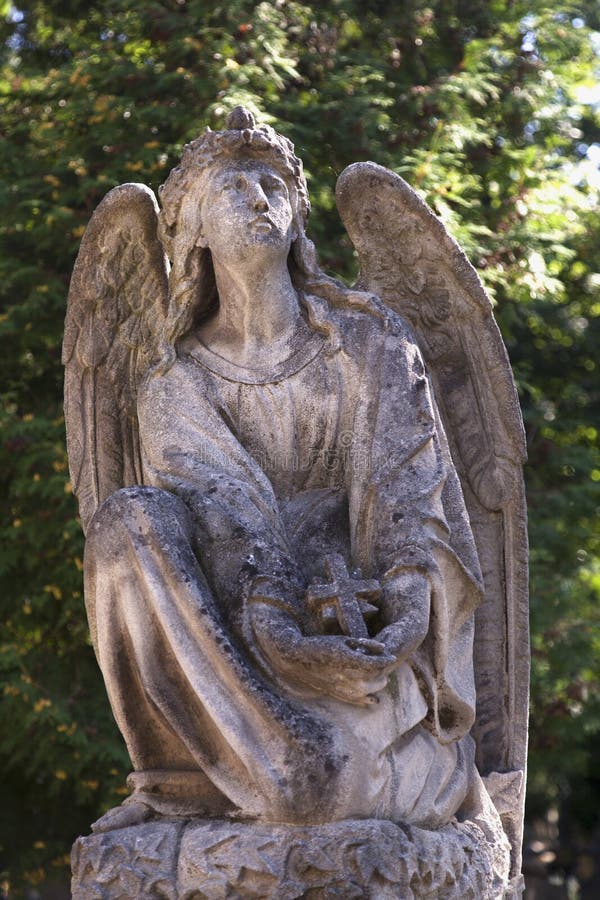 Sad Angel with Stone Flower As Symbol of Death, Pain and Sorrow ...