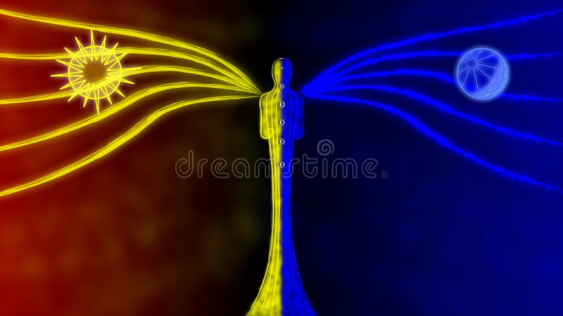 Angel of Sun and Moon Fire and Water Stock Illustration - Illustration ...