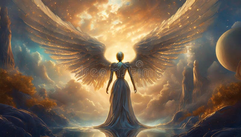 Angel at sunset stock illustration. Illustration of screenshot - 325877506