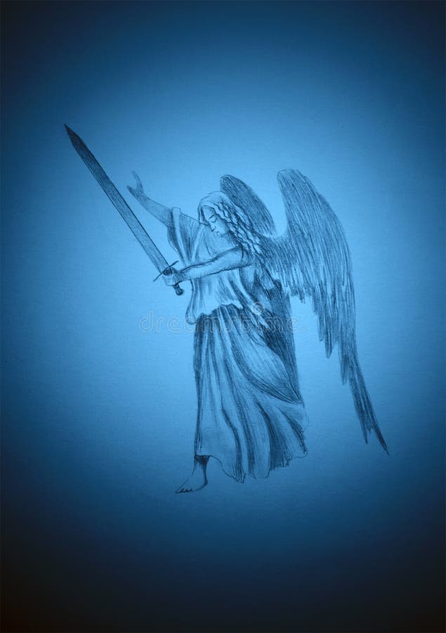Angel with sword stock vector. Illustration of heaven - 42702208