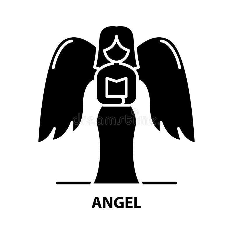 Angel Symbol Icon, Black Vector Sign with Editable Strokes, Concept ...