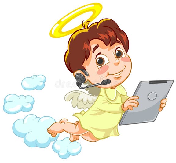 Angel with Tablet stock vector. Illustration of cherub - 61528015