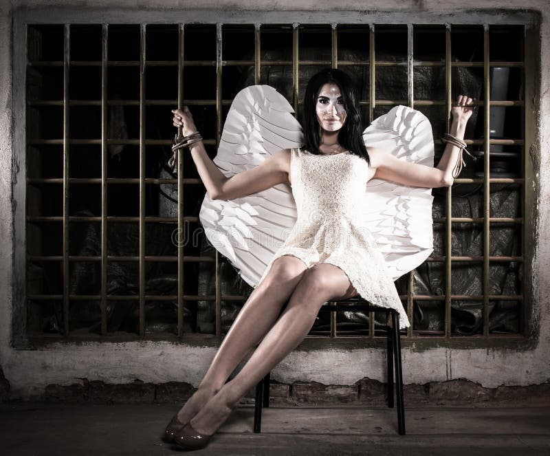 Pretty hostage stock photo. Image of knot, blonde, chains - 34430548