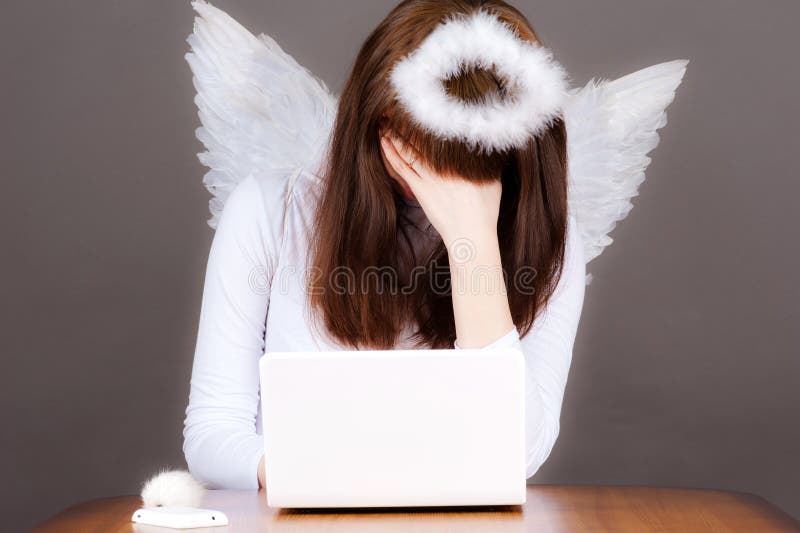 Tired angel stock image. Image of isolated, blond, wings - 4081905