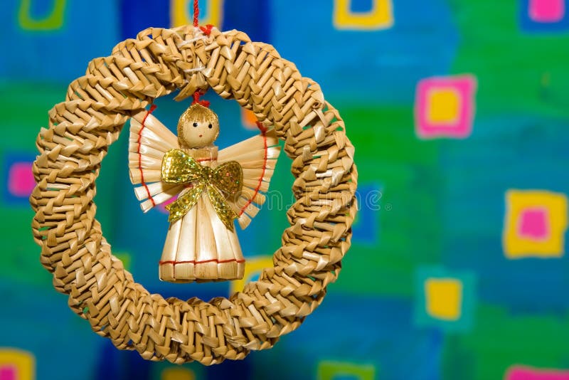 Angel toy made of straw stock photo. Image of season, close - 3835566