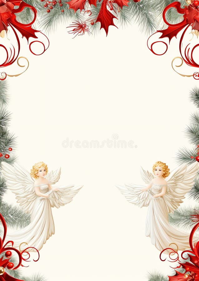 Angel Tree Topper Watercolor Winter Border Stock Illustration ...
