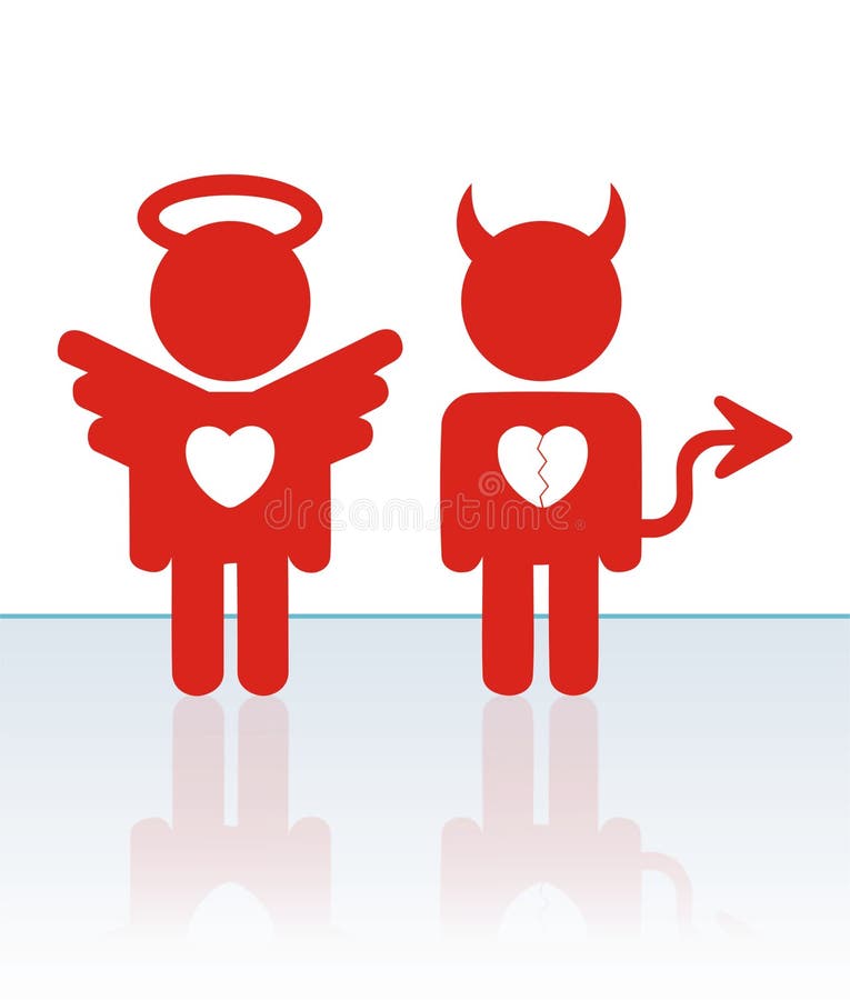Angel and devil icon stock illustration. Illustration of horned - 11704639