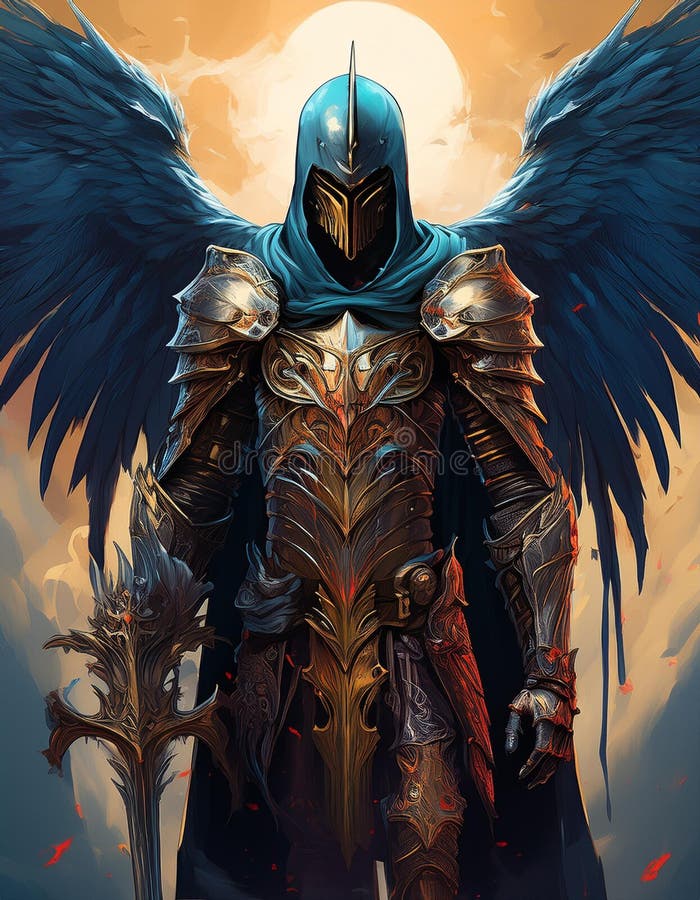 Angel warrior in armor stock illustration. Illustration of fantasy ...