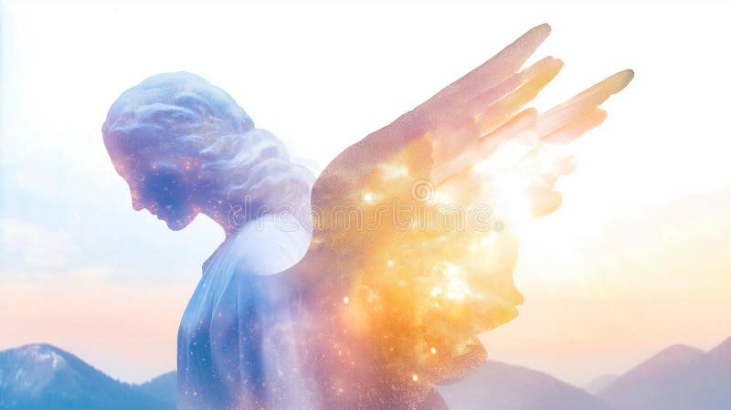 Angel in watercolor style stock image. Image of dream - 384188807