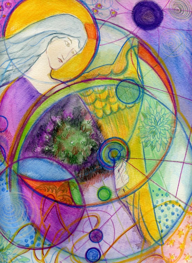 Angel of the Wheels of Time Stock Illustration - Illustration of ...