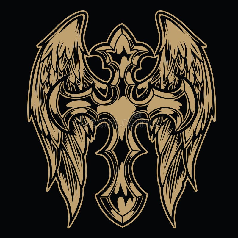 Angel Wings Cross Stock Illustrations – 1,593 Angel Wings Cross Stock ...