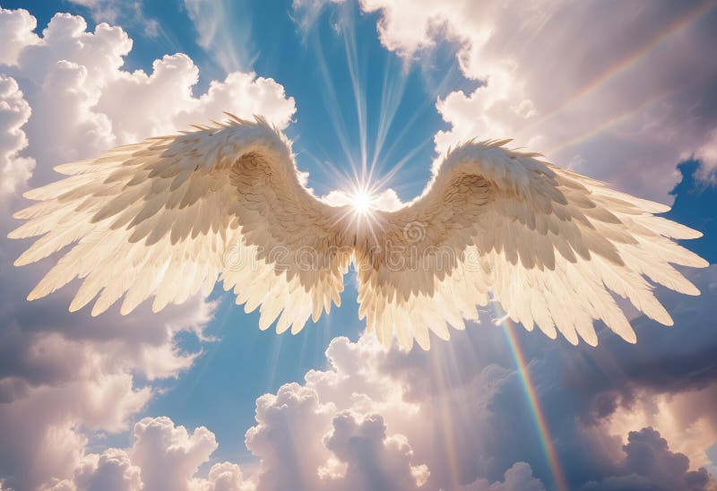 Angel Wings with Background Made of Sky and Clouds Stock Illustration ...