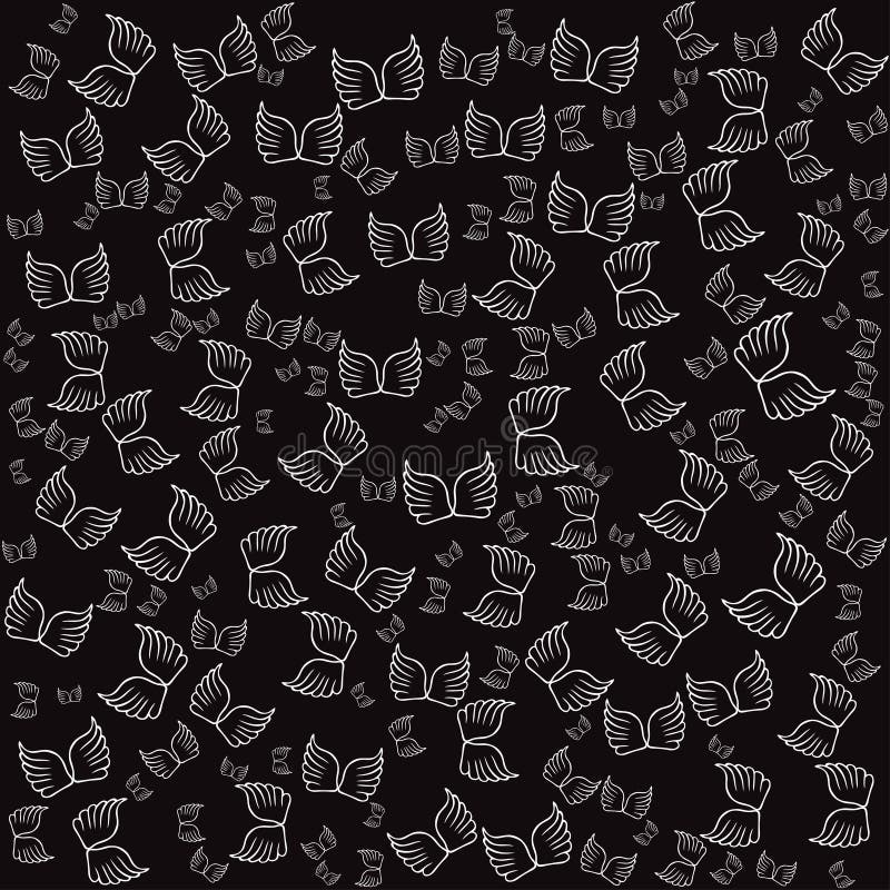 Angel Wings Black Seamless Pattern Stock Vector - Illustration of ...