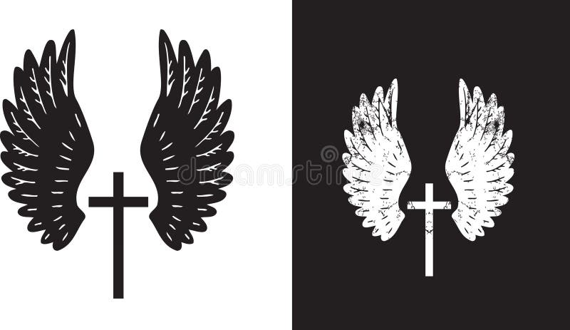 Angel wings and cross stock vector. Illustration of cross - 9205455