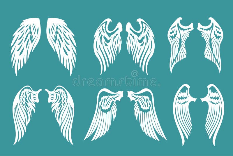 Set of Angel Wings Collection Stock Vector - Illustration of poster ...