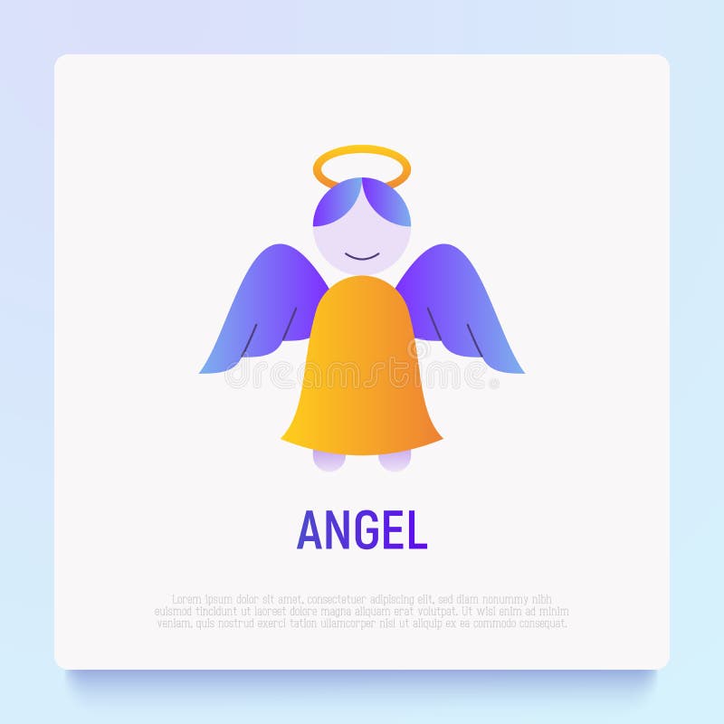 Angel with Wings Gradient Flat Icon. Modern Vector Illustration Stock ...