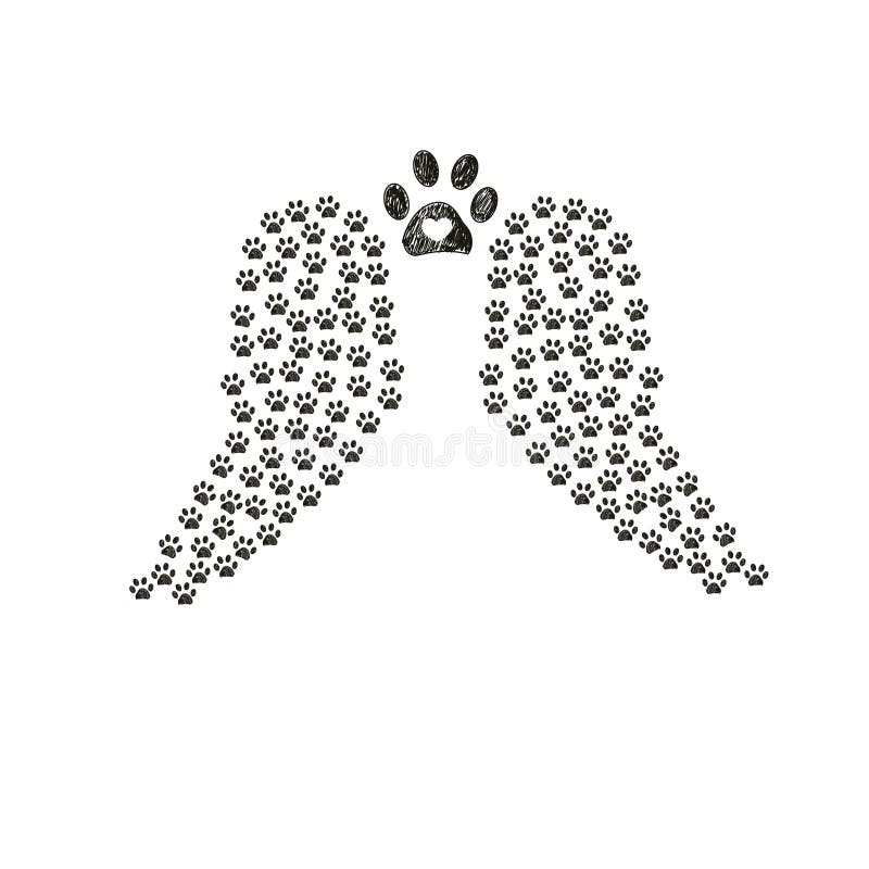 Angel Wings Made of Paw Prints II Stock Vector - Illustration of foot ...